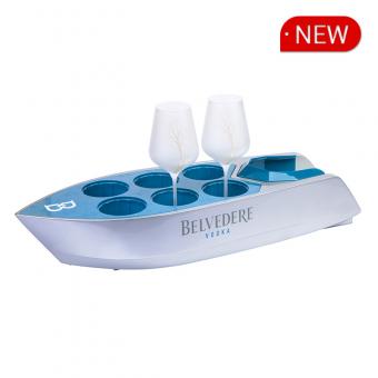 Custom Pine Wood Boat-Shaped Display for Alcoholic Beverages Packaging ...